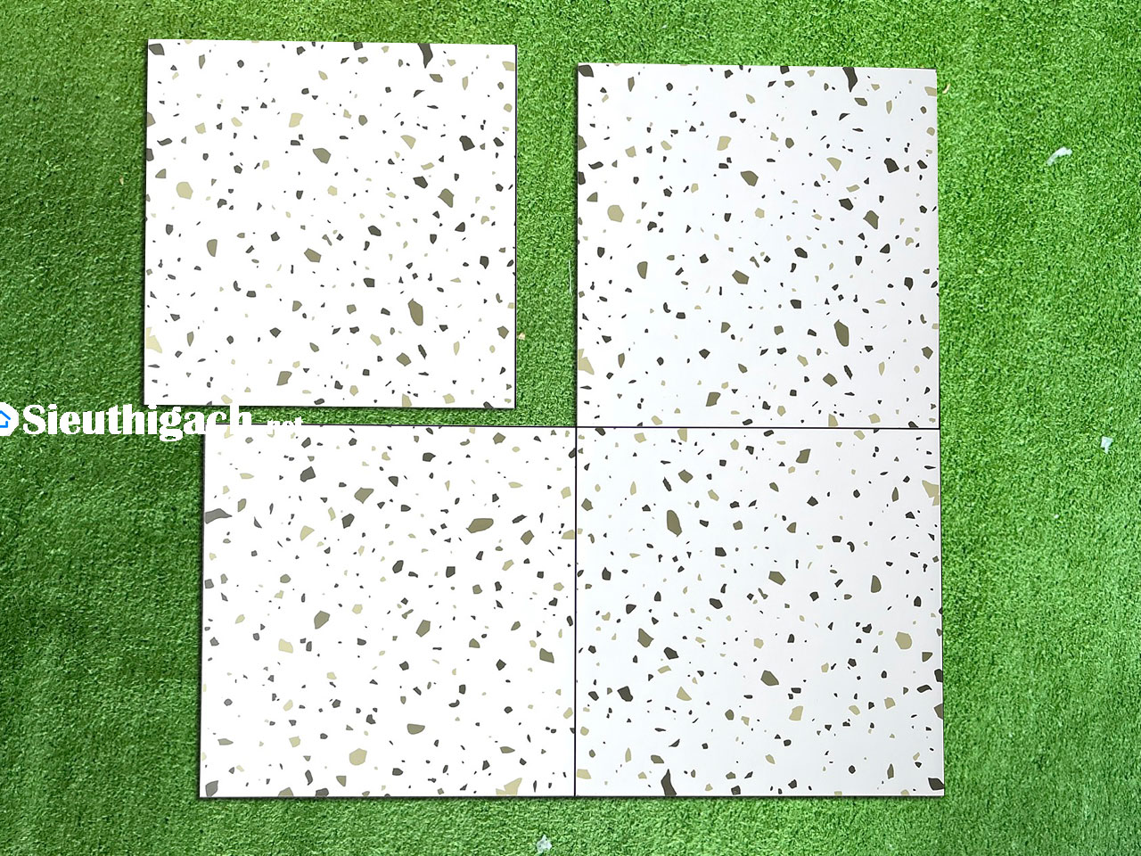 Gạch Terrazzo 600x600 Màu Xanh Men Mờ Ấn Độ